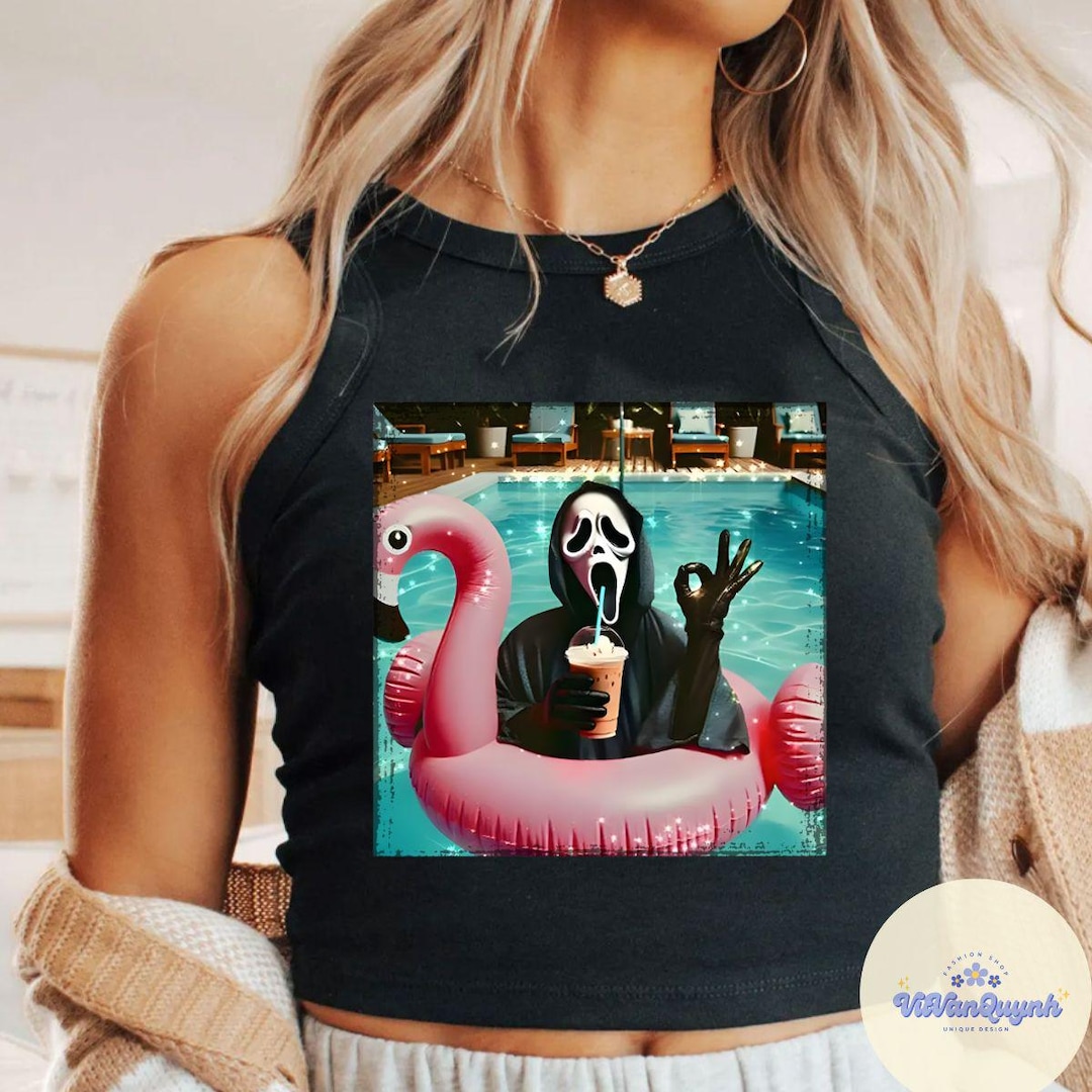 Vintage Ghost Face Halloween Shirt Baby Tee Croptop Tank, Ghostface Oke ...