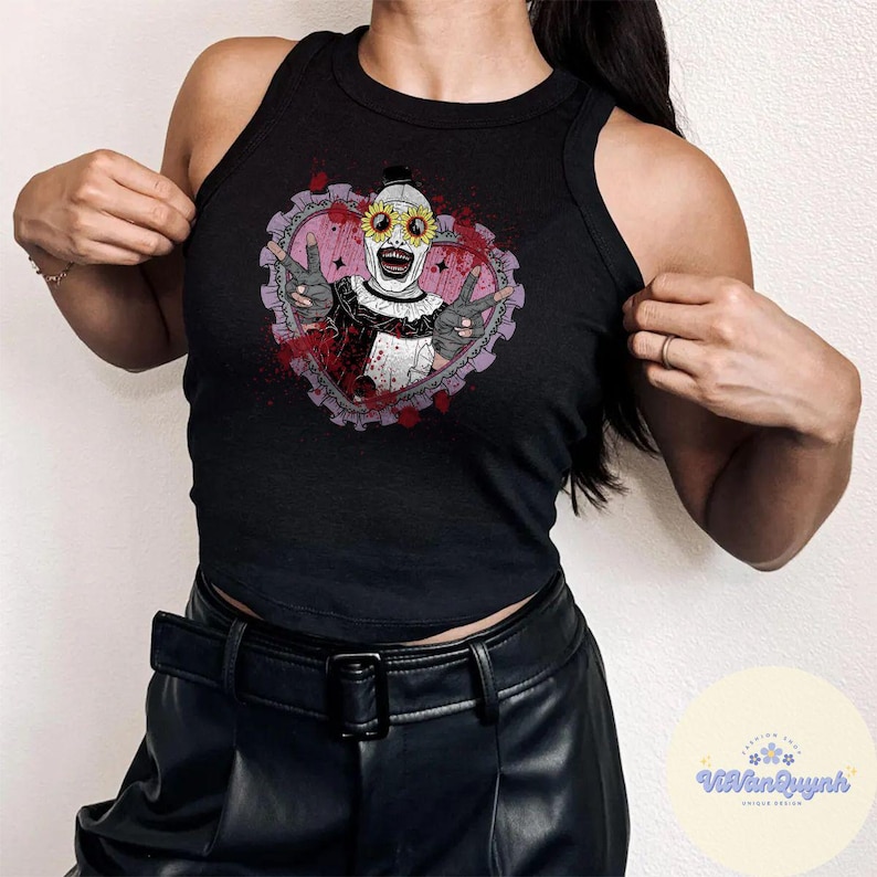Retro Terrifier Hippie Comfort Colors Croptop Tank Shirt, Terrifier Art ...
