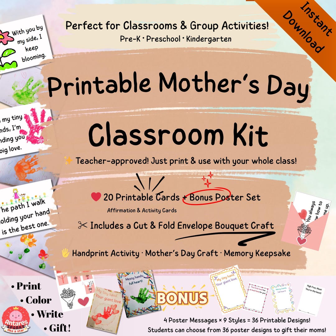 Printable Mother’s Day Classroom Kit | Memory Cards, Poster Set & Craft ...