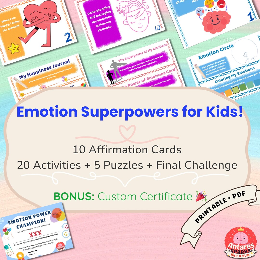 Printable Emotion Activity Cards for Kids | Affirmations, Games ...