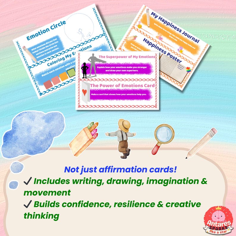 Printable Emotion Activity Cards for Kids | Affirmations, Games ...