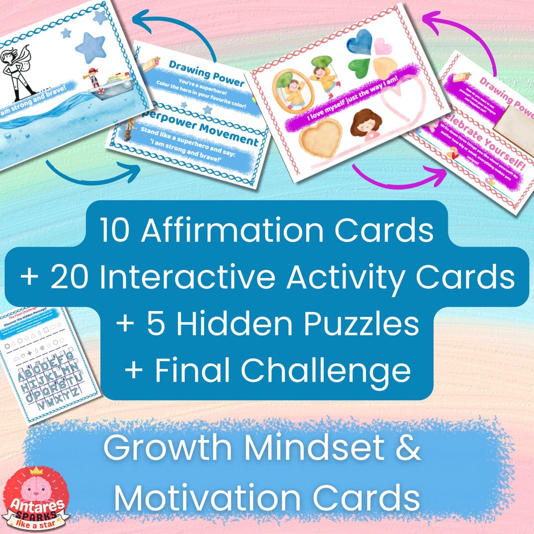 Printable Growth Mindset Affirmation Cards for Kids | Interactive ...
