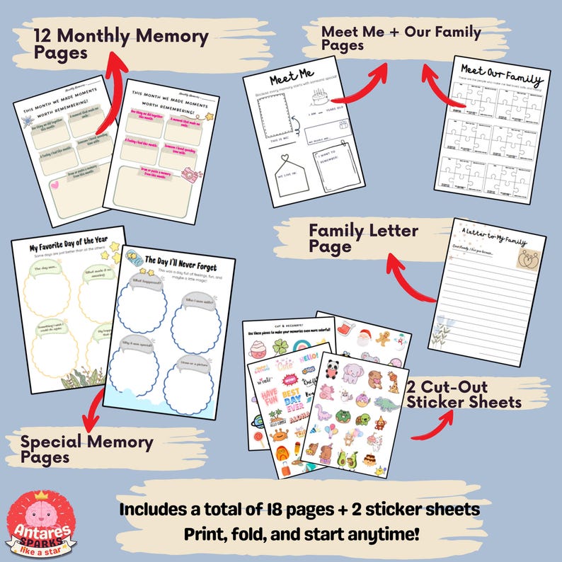 Printable Family Memory Book for Kids | DIY Keepsake Journal ...