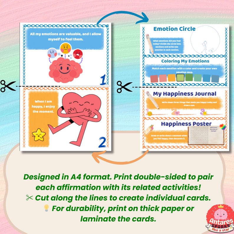 Printable Emotion Activity Cards for Kids | Affirmations, Games ...