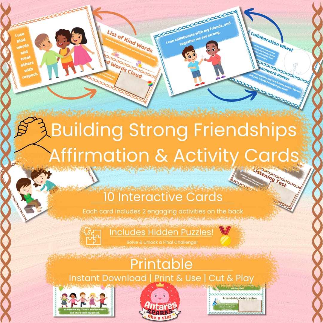 Building Strong Friendships - Printable Affirmation & Activity Cards ...