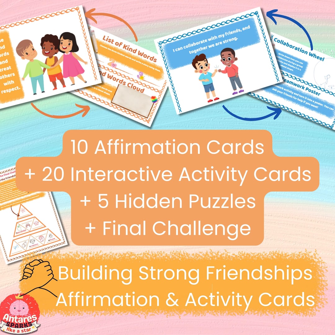 Friendship Builders: Printable Kids Cards for Strong Bonds, Affirmation ...