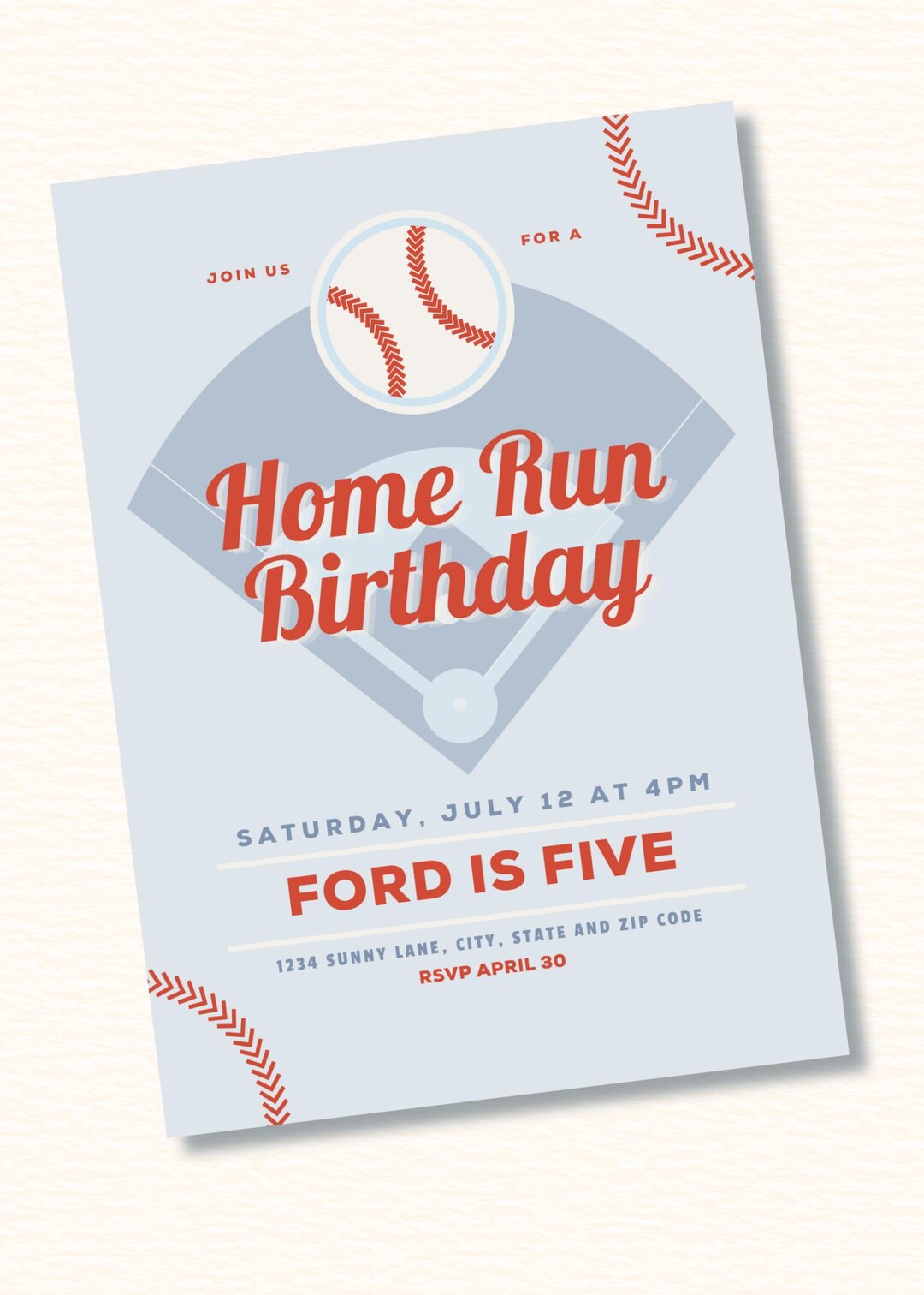 Home Run Baseball Birthday Digital Custom Invitation | Made-to-order ...