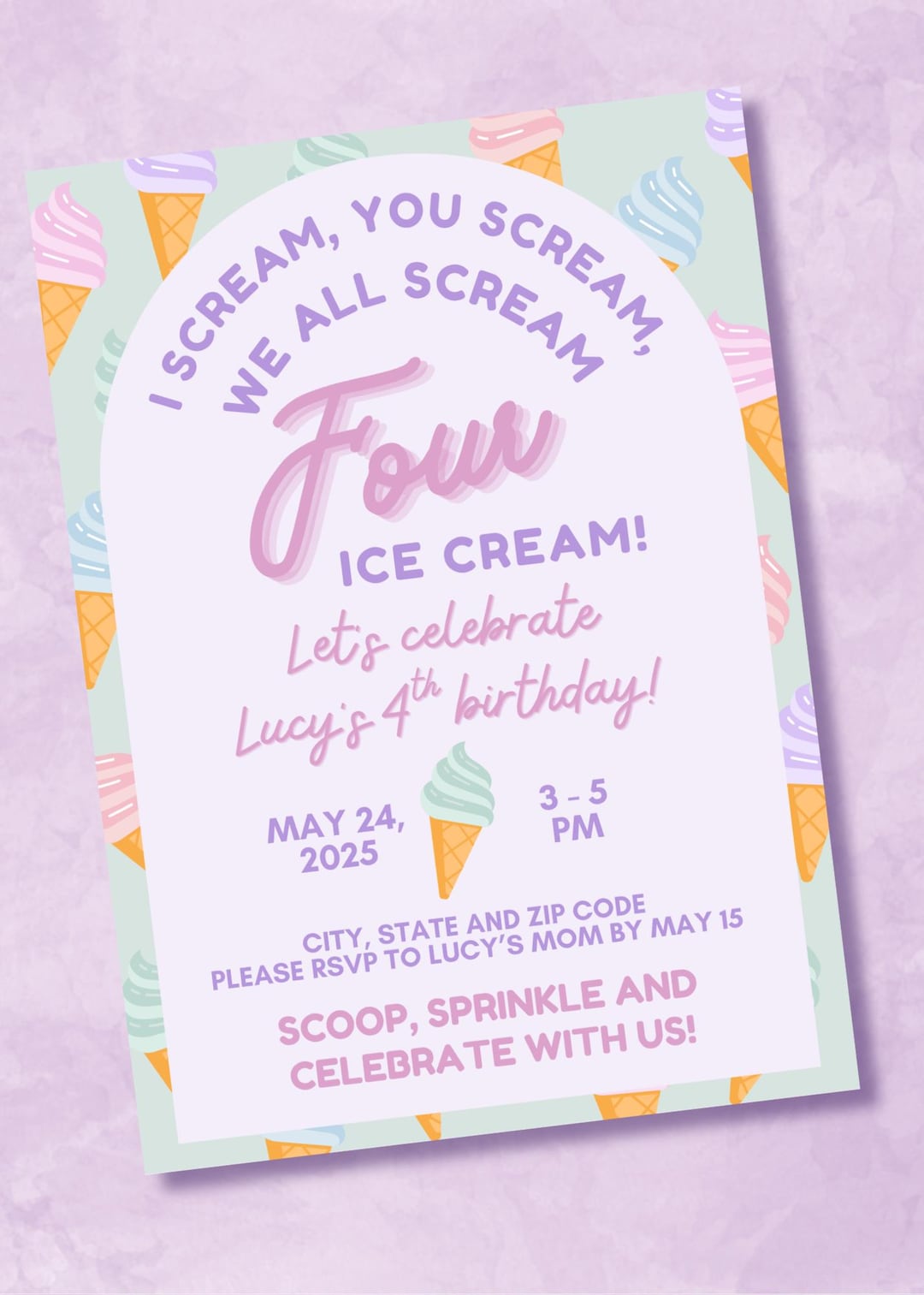 Scream Four Ice Cream Birthday Invitation (digital Download) - Etsy
