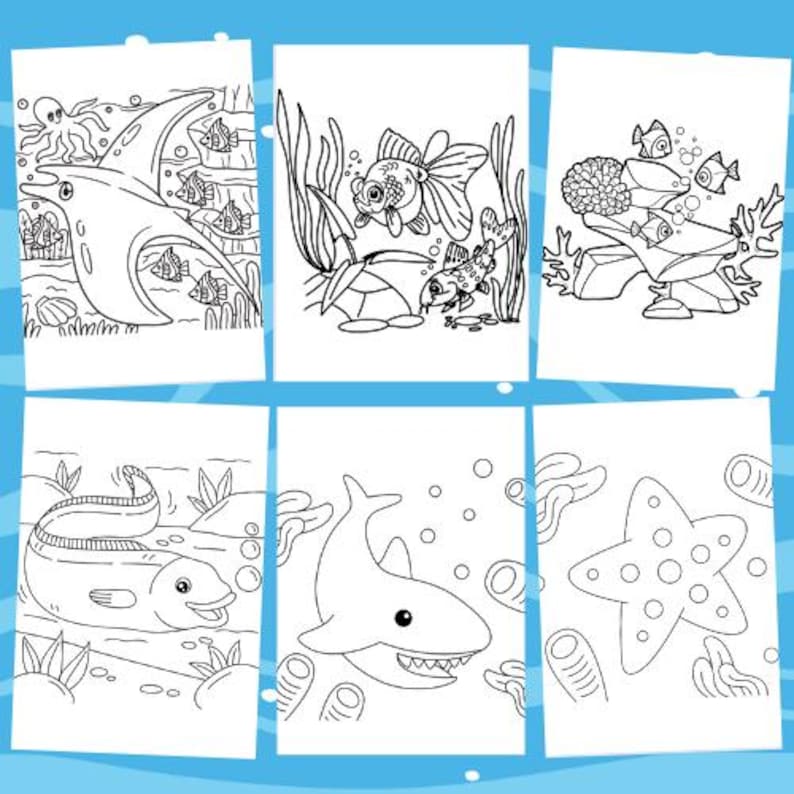 50 Sea Life Colouring Pages for Kids – Cute Ocean Animals Printable PDF ...