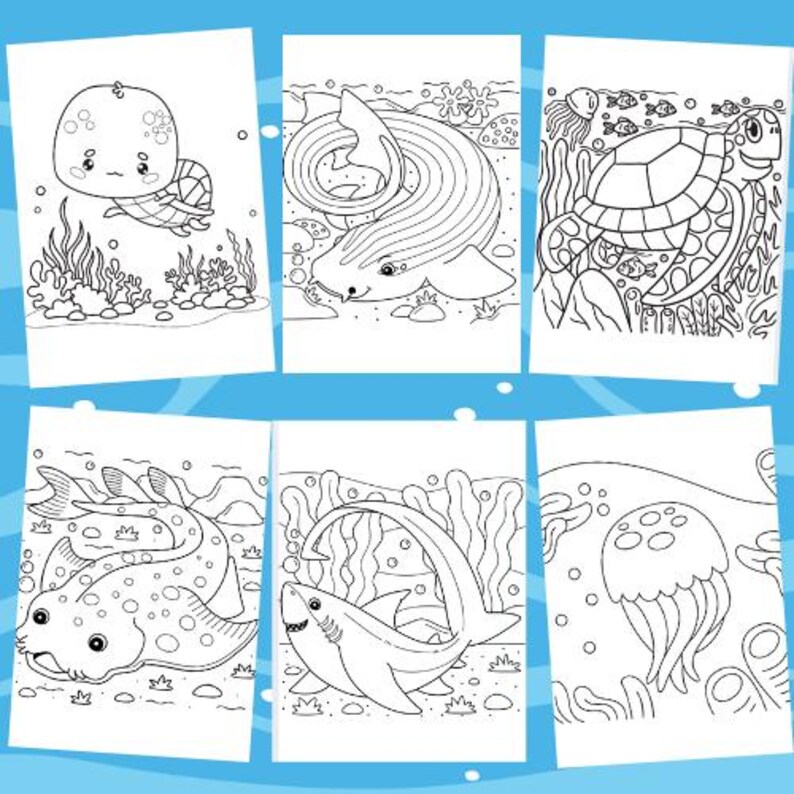 50 Sea Life Colouring Pages for Kids – Cute Ocean Animals Printable PDF ...