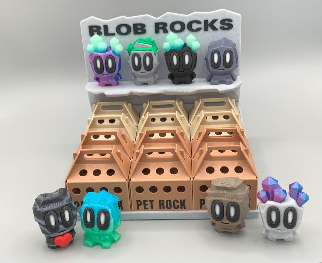 Blob Pet Rocks & Carrying Box - Blind Box! Random Pet Rock - Cute Multi ...