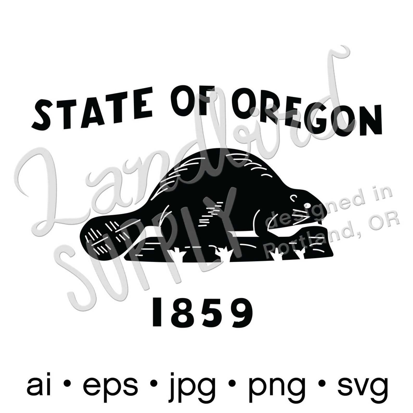 State of Oregon Beaver Symbol Flag SVG Design Files Ai Eps Jpg Png Svg ...