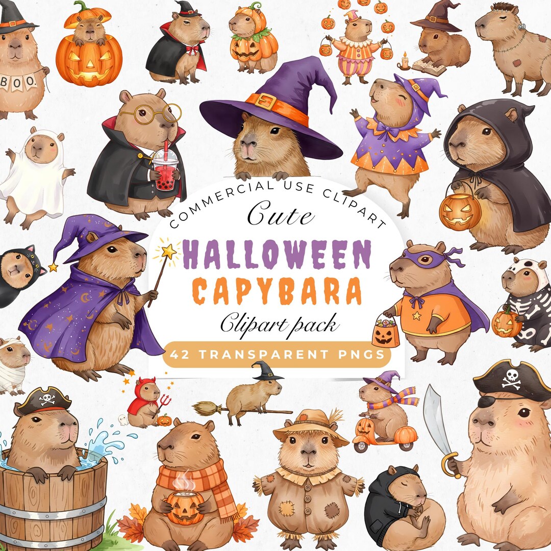 Halloween Capybara Clipart Png, Cute Capybara Png, Funny Capybara ...