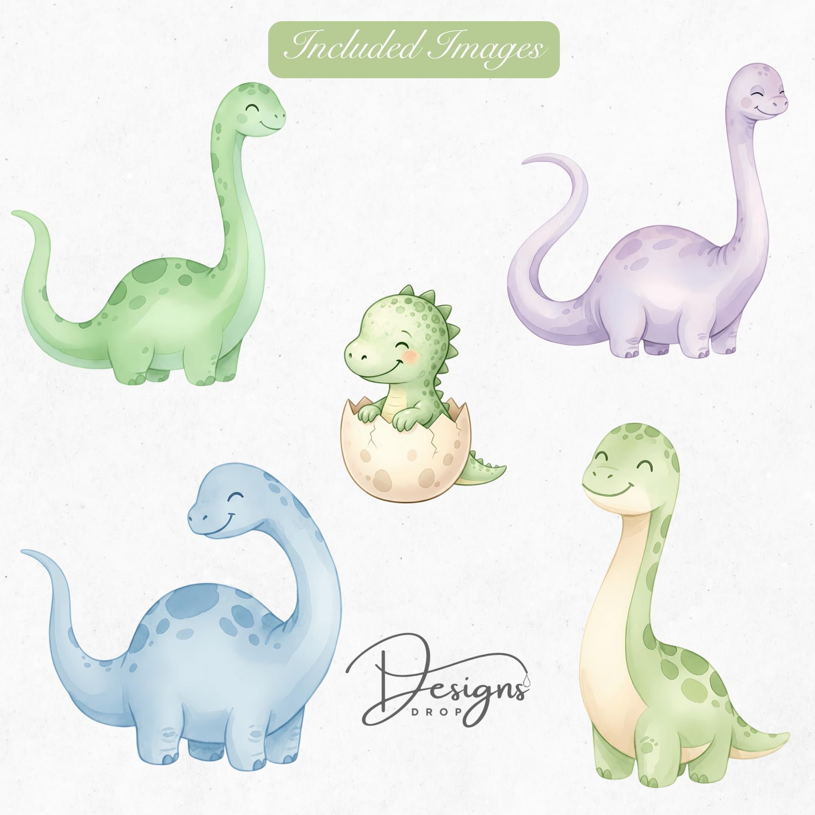 Watercolor Baby Dinosaur Clipart: 63 Dino Pngs (digital Download) - Etsy