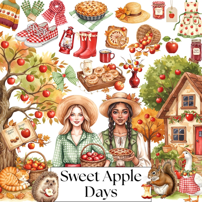 Fall Apple Clipart - Etsy