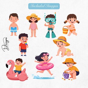 Summer Beach Clipart Bundle PNG | Pool Party Clipart | Kid's Beach ...