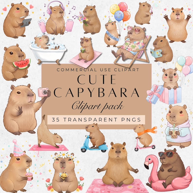 Capybara Clipart Png, Cute Capybara Png, Funny Capybara Clipart, Cappy ...
