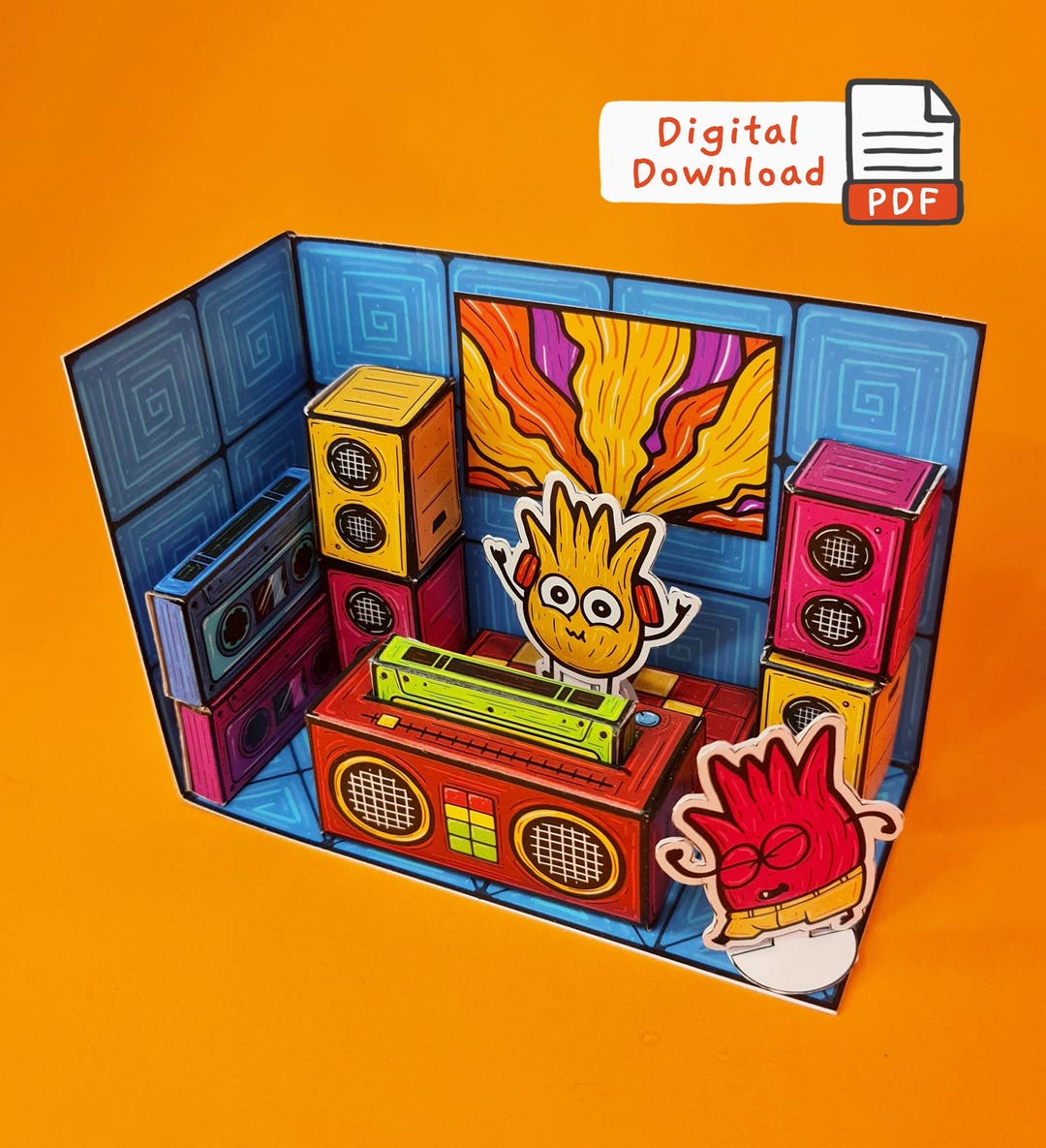 Printable Cassette Tape DJ Booth Paper Craft: DIY Dollhouse Activity ...