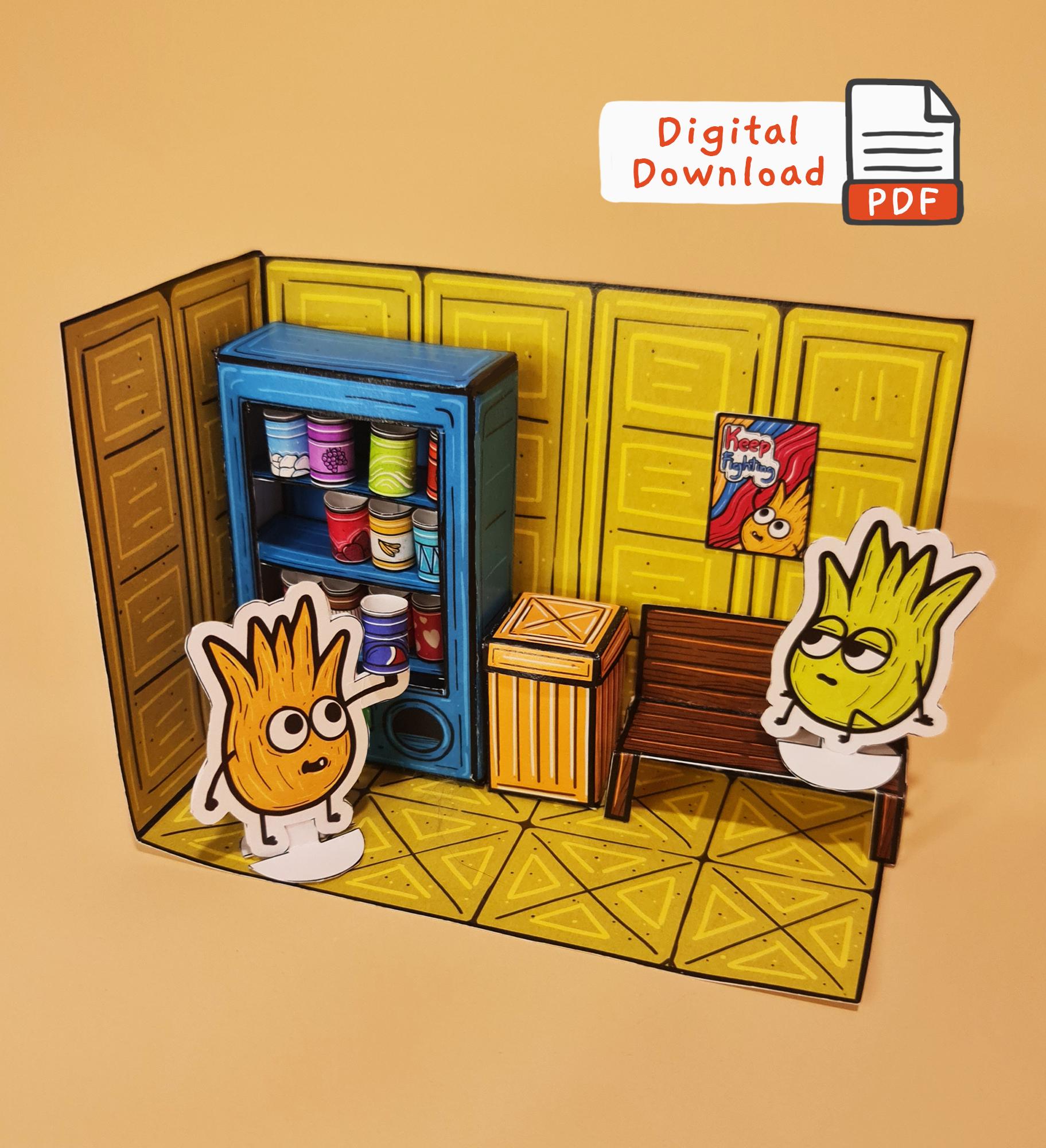 Vending Machine Scene Printable Dollhouse Paper Craft Diorama - Build ...