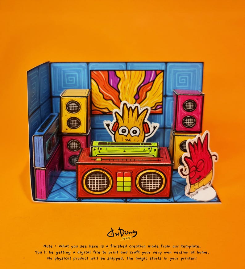 Printable Cassette Tape DJ Booth Paper Craft: DIY Dollhouse Activity ...