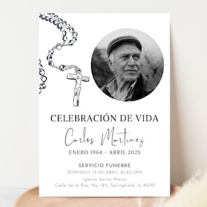 Spanish Catholic Rosary Funeral Invitation Template, Español Funeral ...