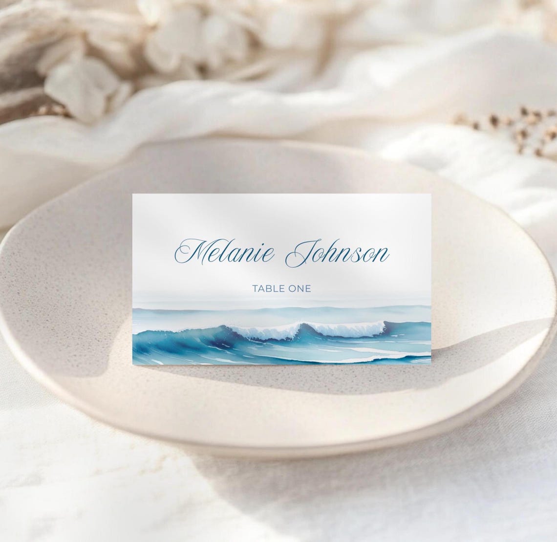 Coastal Place Card Template: Nautical Wedding, Beach Birthday Party ...