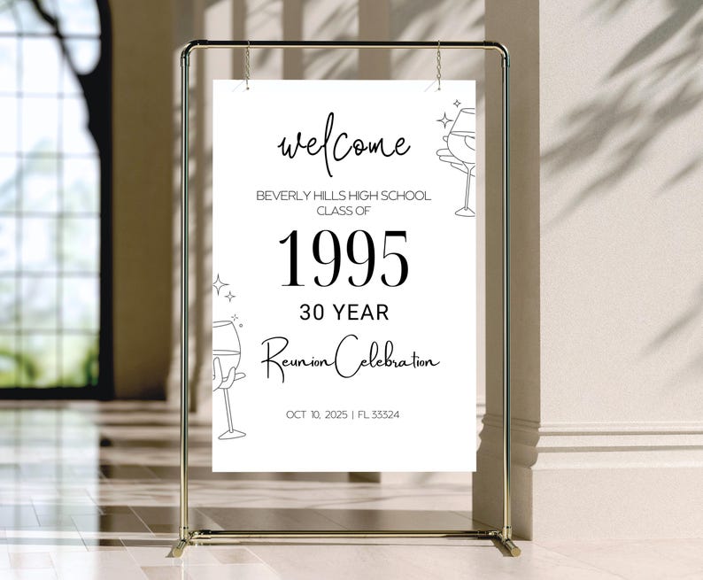 Class Reunion Welcome Sign: Minimalist Style, Editable Template ...