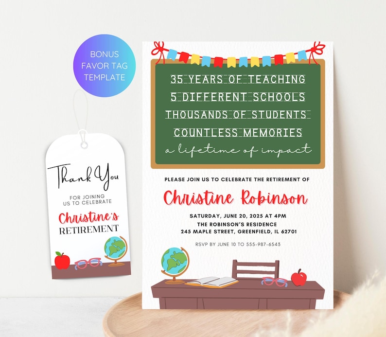 Editable Principal Retirement Party Invitation Template, Teacher ...