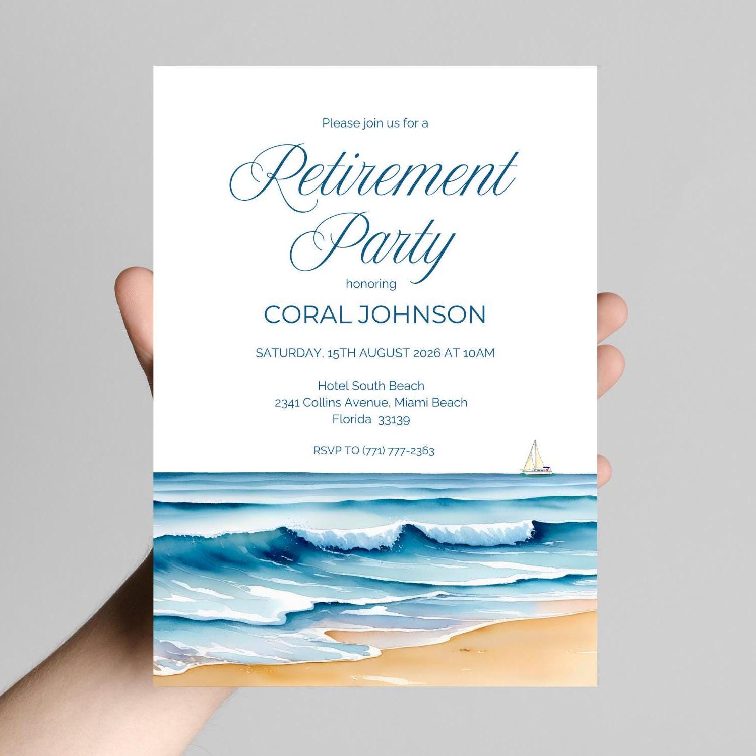 Ocean Beach Retirement Party Invitation, Coastal Retirement Party ...