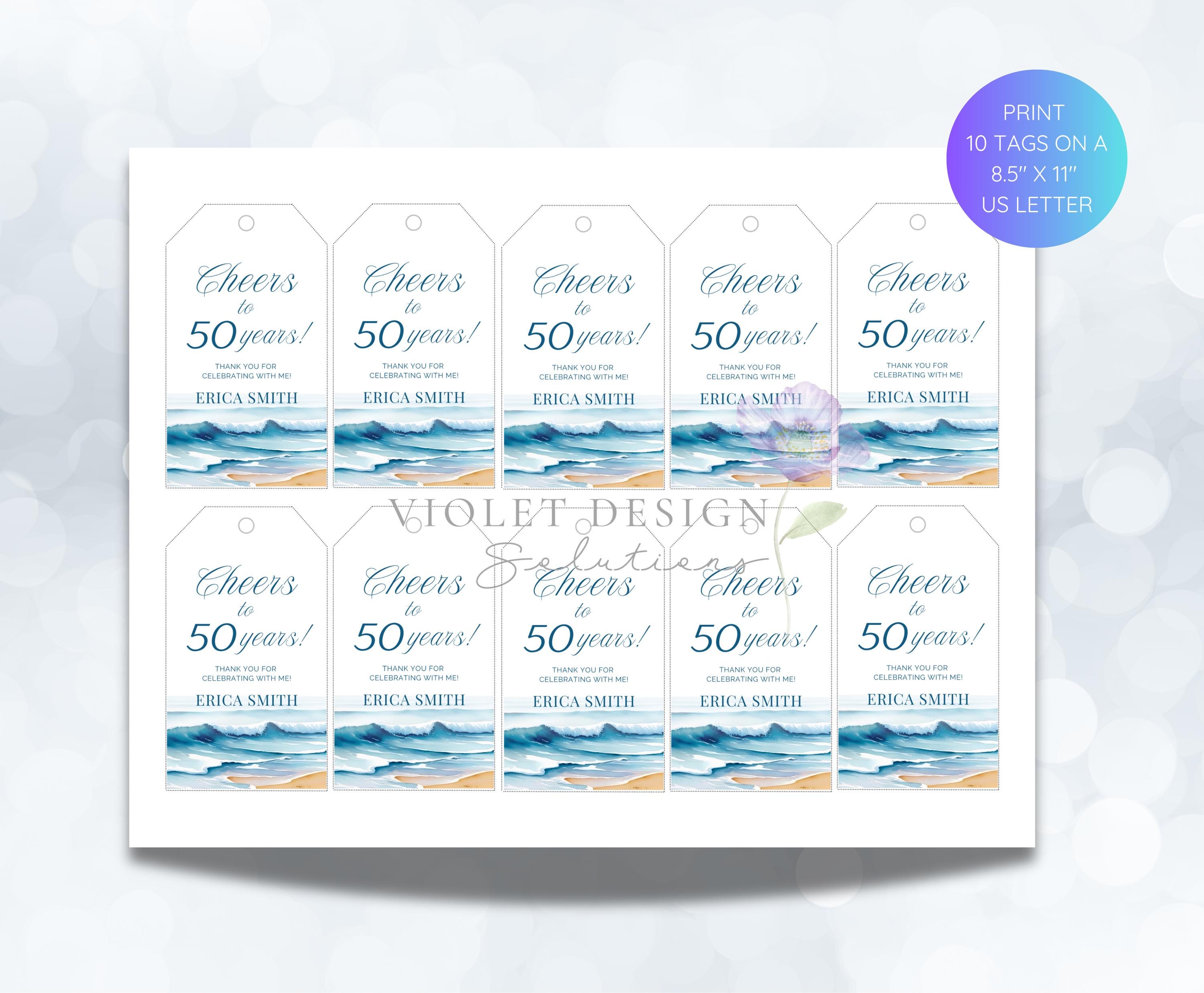 Editable Coastal Favor Tags: Beach Birthday, Nautical Thank You ...