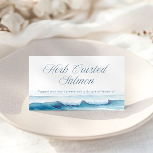 Editable Ocean Beach Themed Buffet Card Template, Coastal Birthday Food ...
