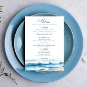 Coastal Wedding Menu Template: Beach Birthday Party Theme, Editable in ...