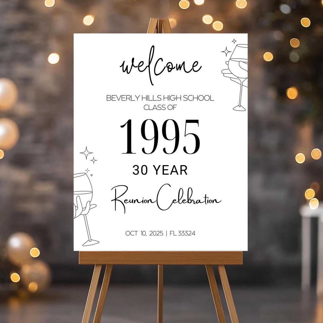 Class Reunion Welcome Sign: Minimalist Style, Editable Template ...