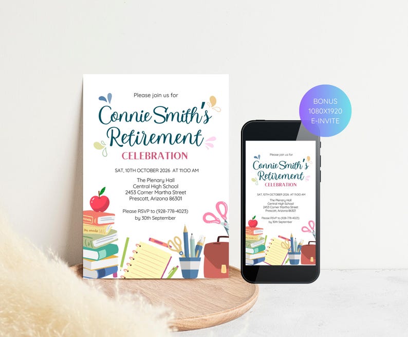 Editable Teacher Retirement Party Invitation, Principal Retirement ...