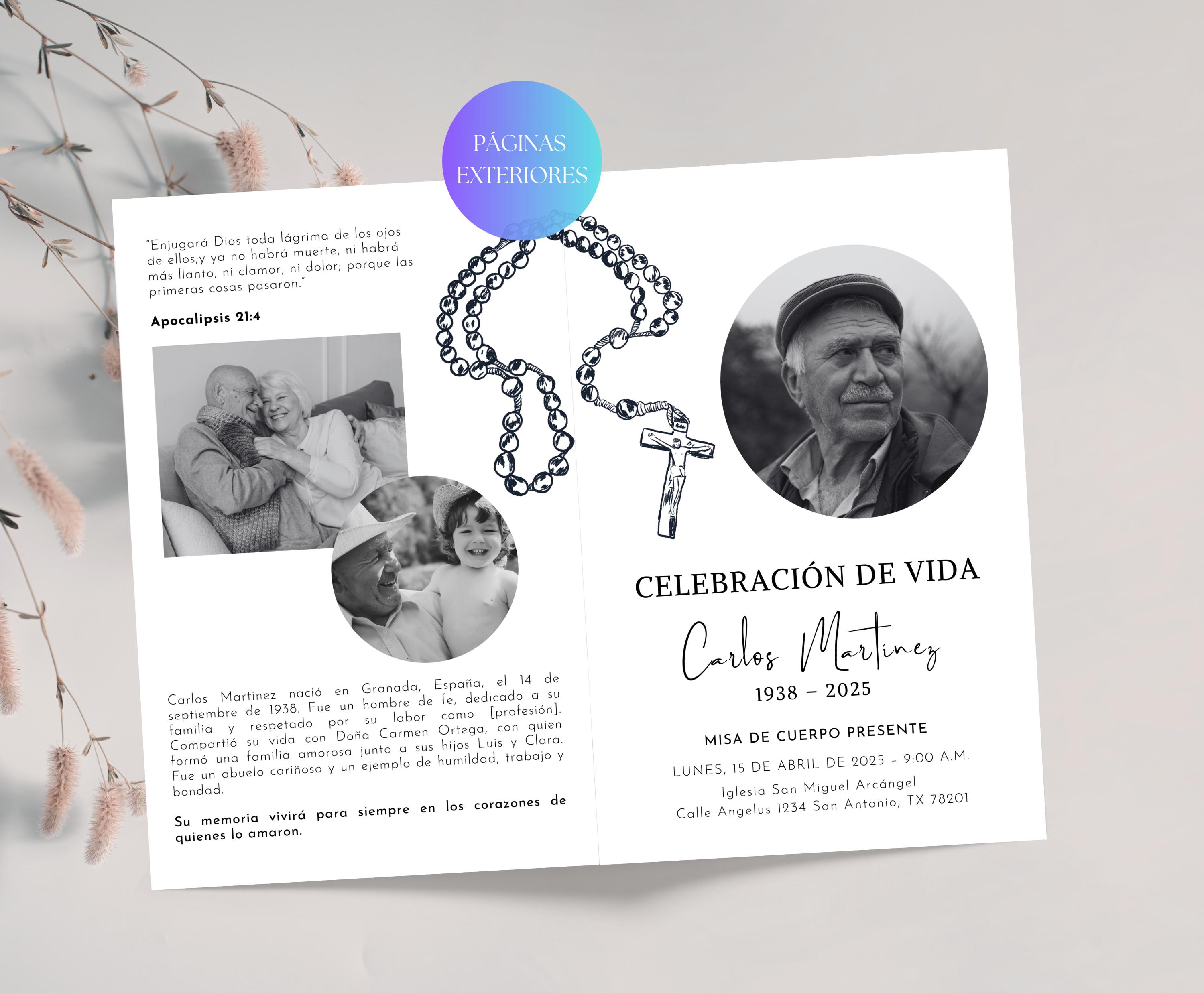 Catholic Funeral Program Template: Modern Memorial Brochure (bifold ...