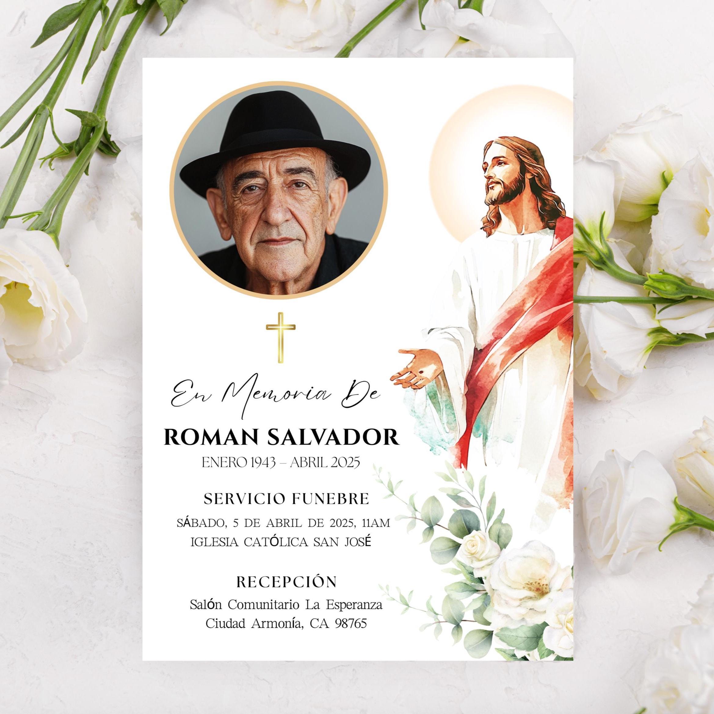 Español Jesús Cristo Tarjeta Funebre, Editable Catholic Funeral Invite ...
