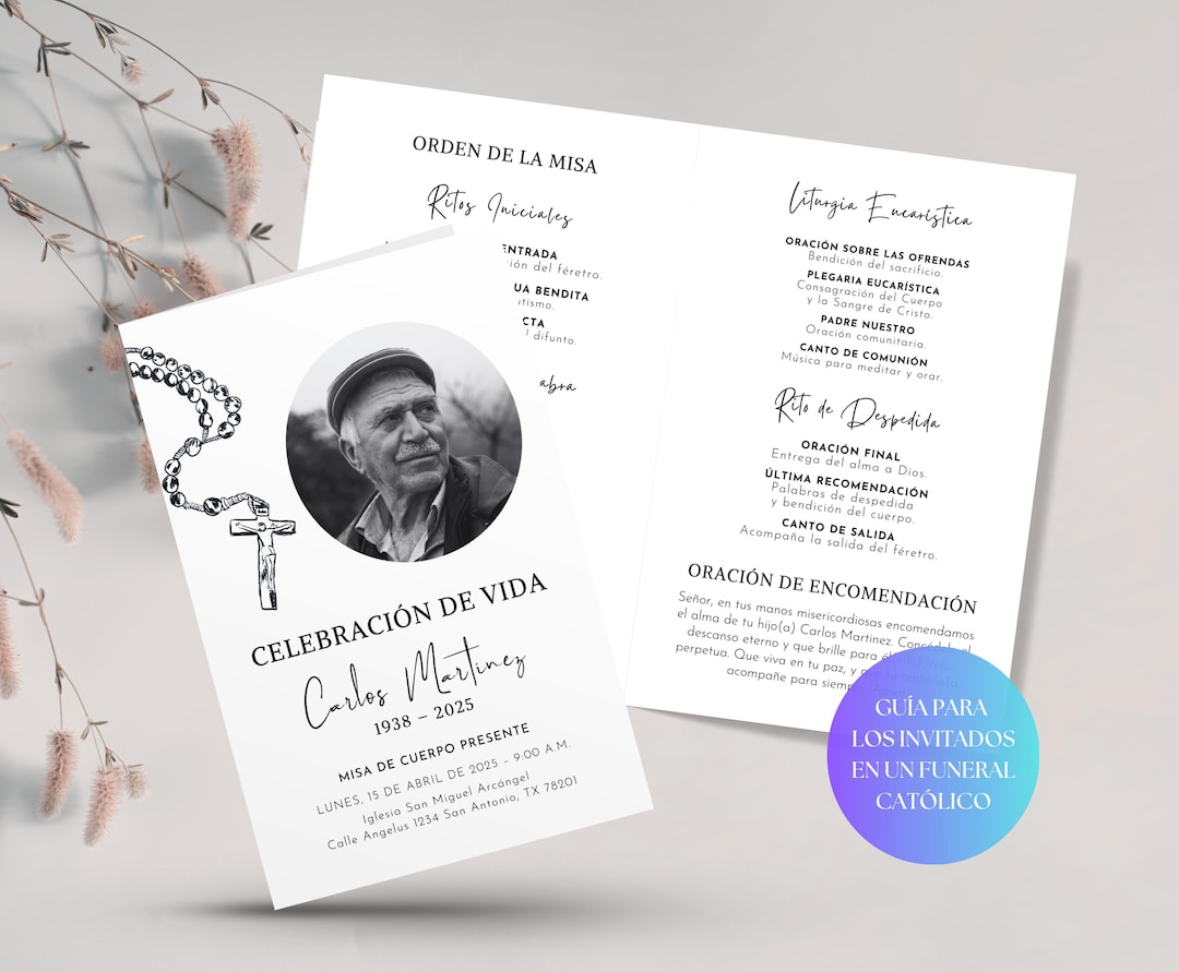 Catholic Funeral Program Template: Modern Memorial Brochure (bifold ...