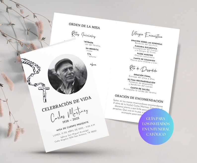 Catholic Funeral Program Template: Modern Memorial Brochure (bifold ...