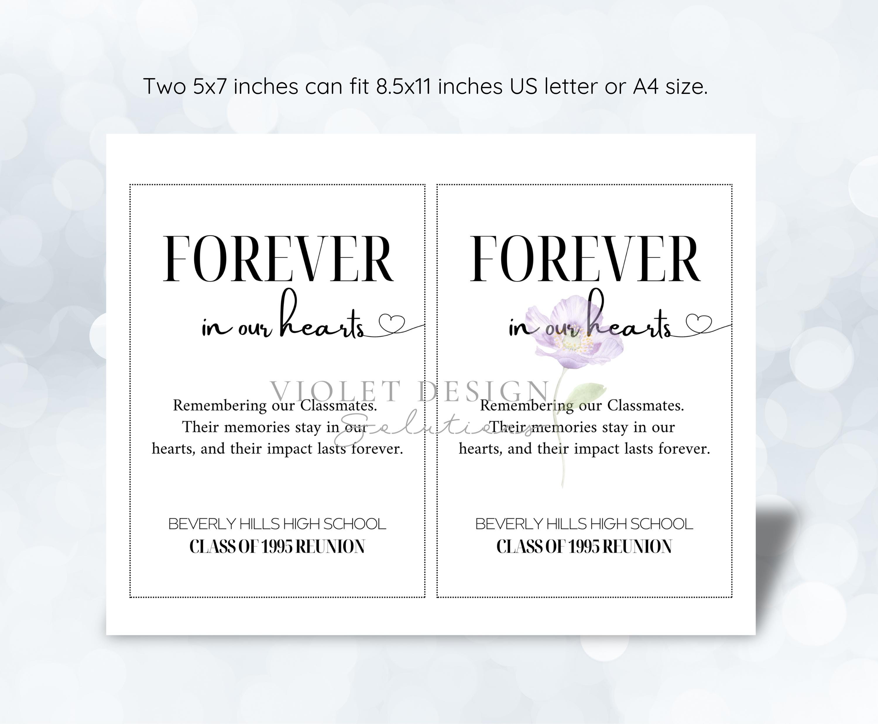 Editable Forever in Our Hearts Class Reunion Memorial Template, in ...