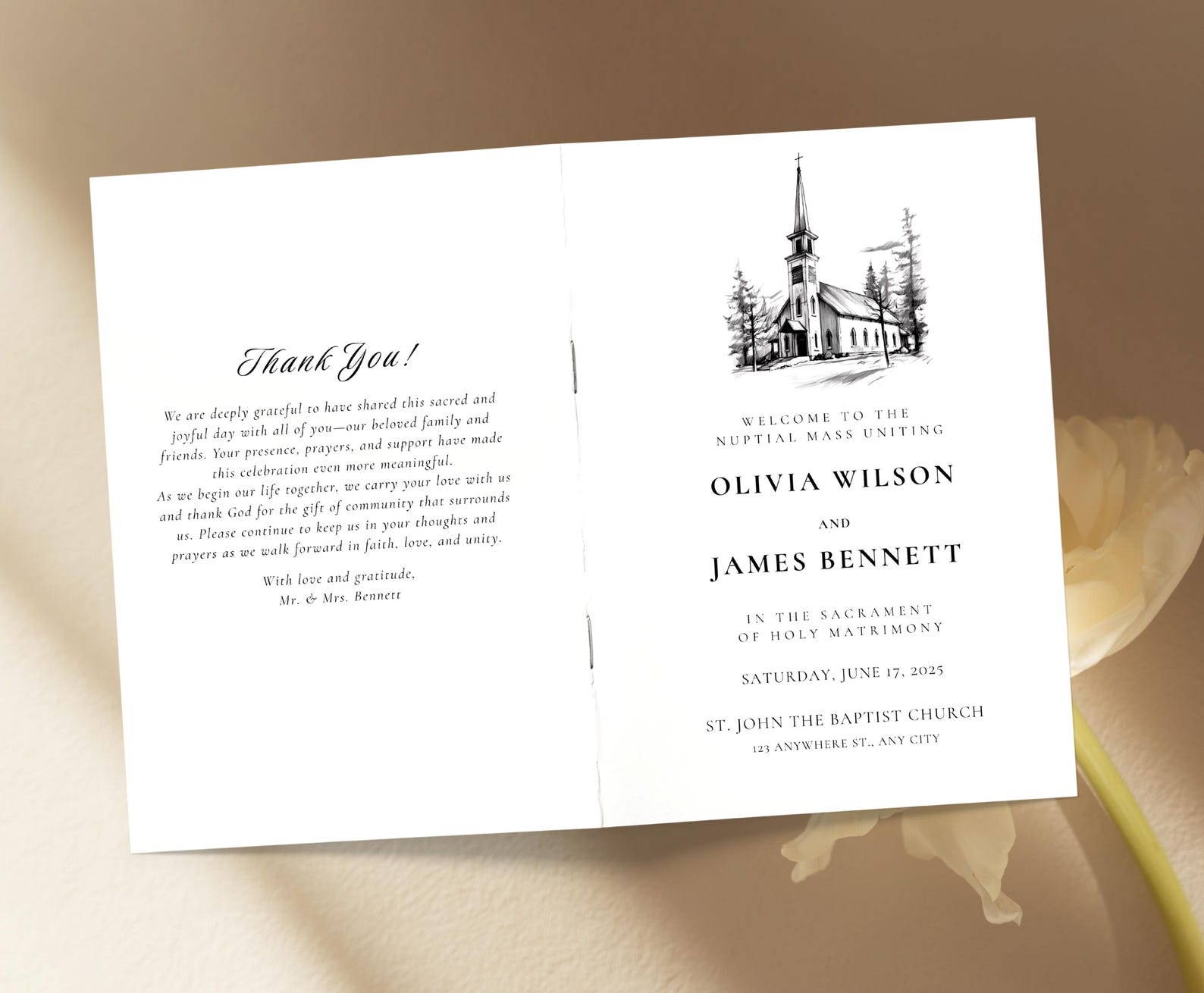 Editable Catholic Church Wedding Program, Catholic Mass Wedding ...