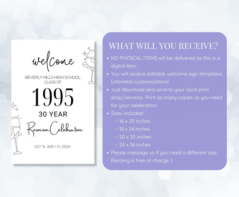 Class Reunion Welcome Sign: Minimalist Style, Editable Template ...