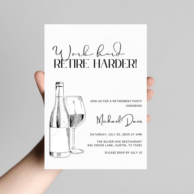Editable Retirement Party Invitation: Minimalist Celebration (digital ...
