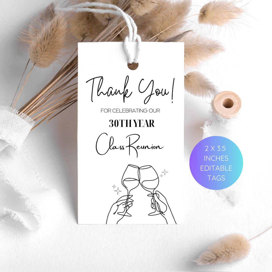 Class Reunion Thank You Tag Template: Modern Minimalist (digital ...