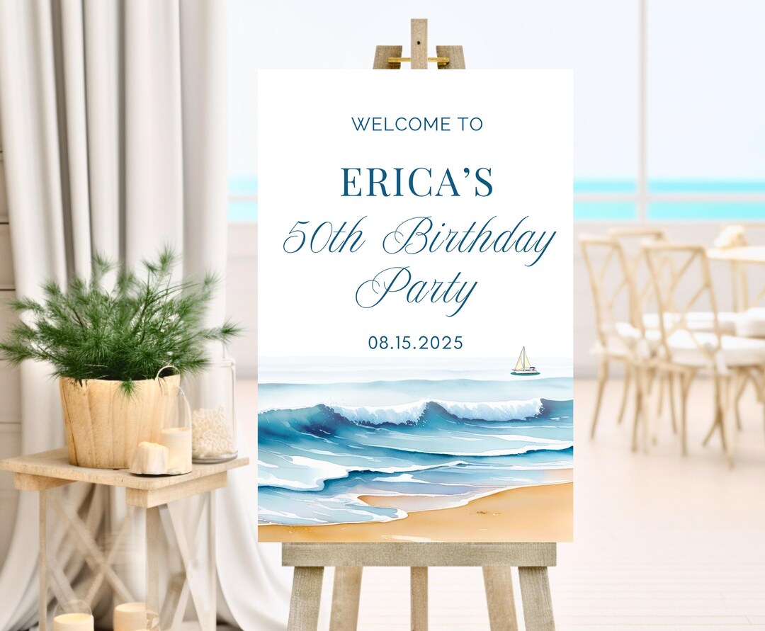 Coastal Welcome Sign: Beach Birthday Party, Nautical Theme (digital ...