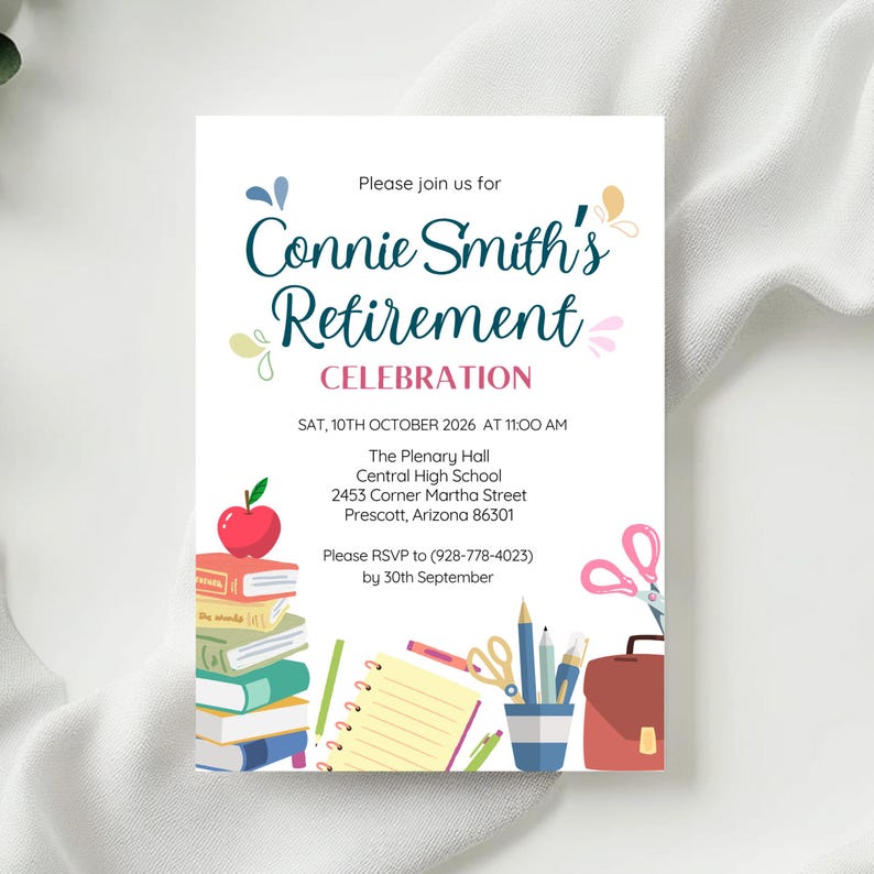 Editable Teacher Retirement Party Invitation, Principal Retirement ...