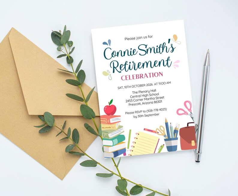 Editable Teacher Retirement Party Invitation, Principal Retirement ...