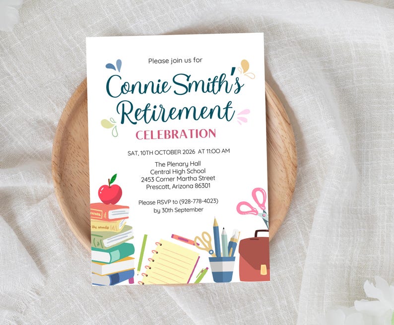 Editable Teacher Retirement Party Invitation, Principal Retirement ...