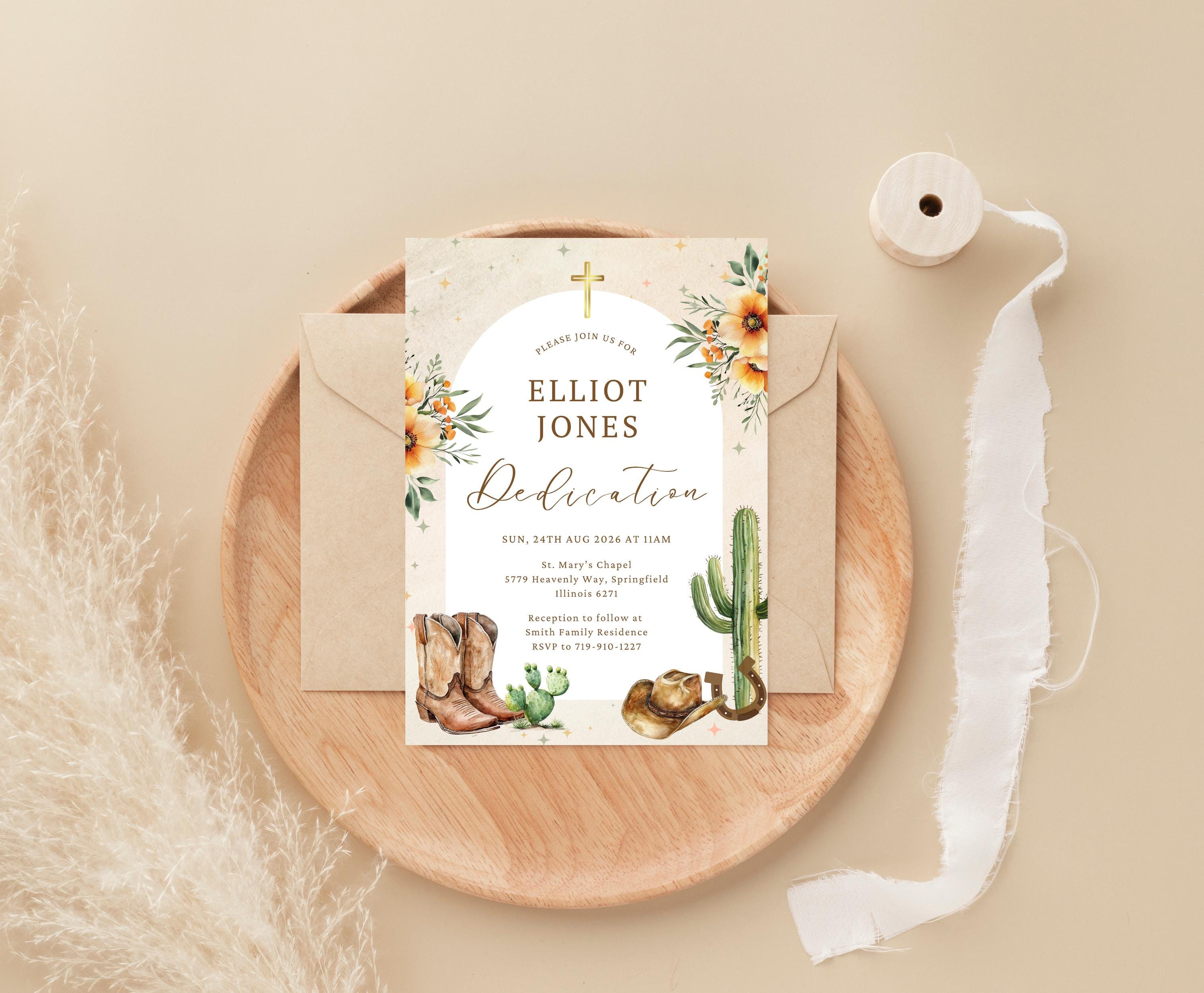 Cowboy Baptism Invitation, Editable Charro Bautizo Template, Rodeo ...