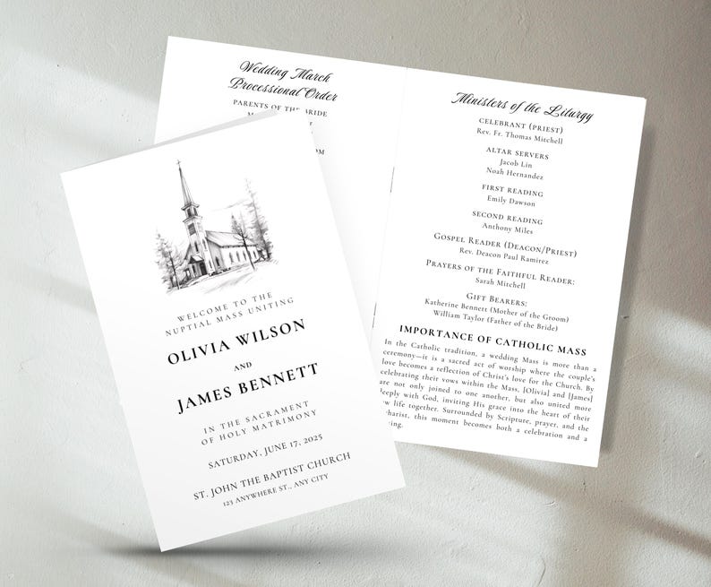 Editable Catholic Church Wedding Program, Catholic Mass Wedding ...
