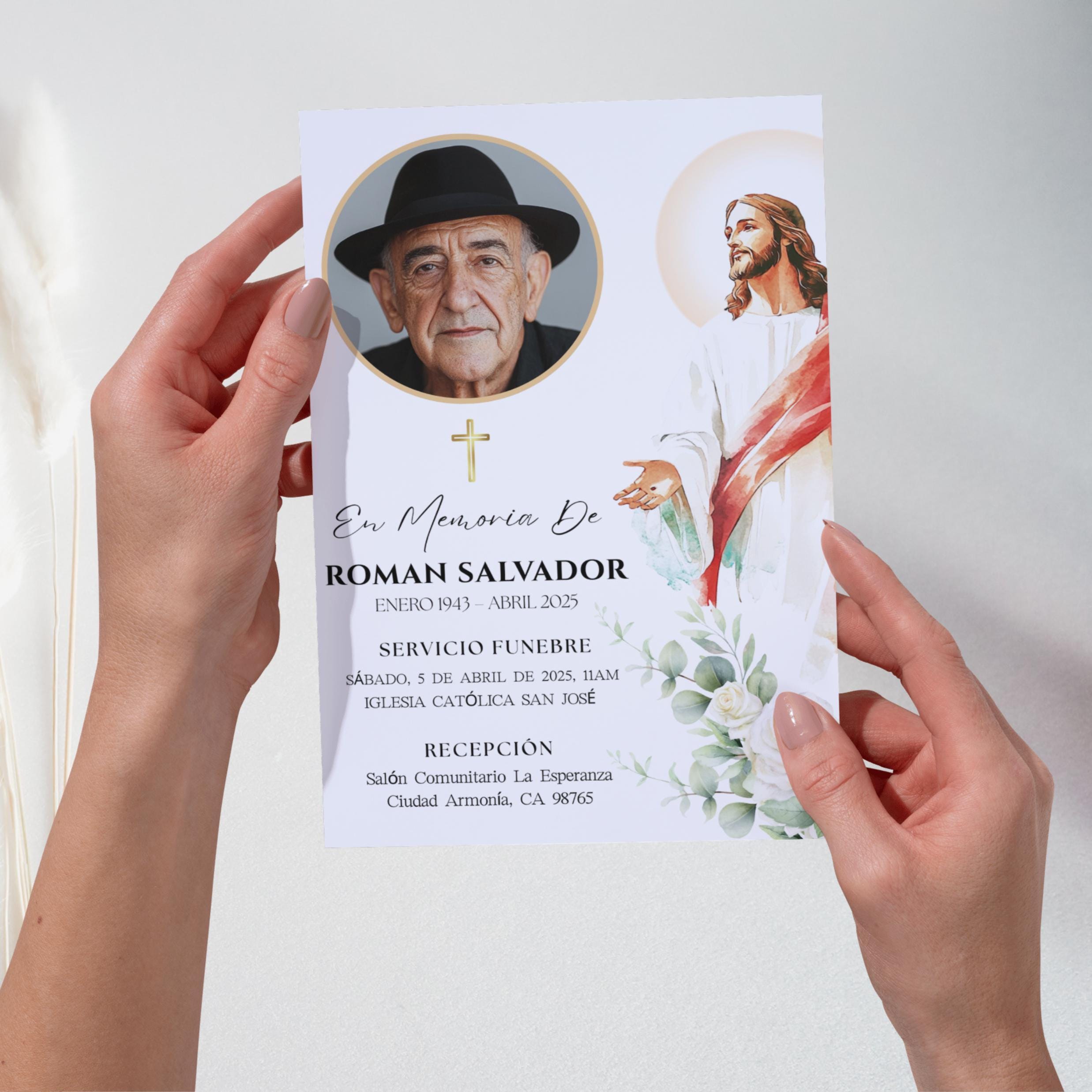 Español Jesús Cristo Tarjeta Funebre, Editable Catholic Funeral Invite ...